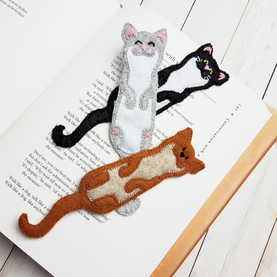 Book Lover Gift DIY Felt Bookmark Bundle. Patterns: Cat - Etsy