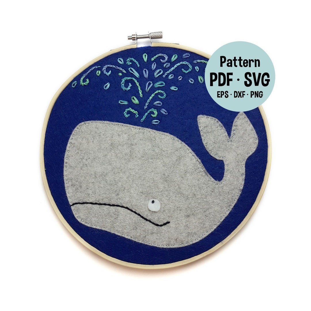 Sperm Whale Embroidery Pattern, Nautical Home Decor, Embroidery Hoop ...