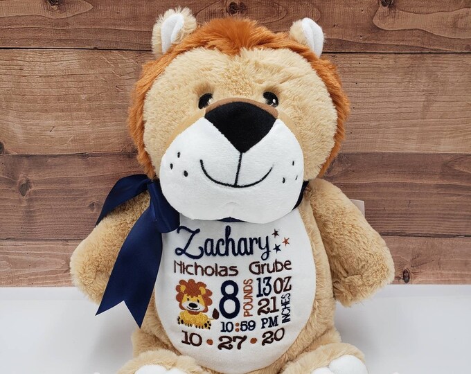 Personalized Baby Gift, Personalized Stuffed Lion, Lion Birth ...