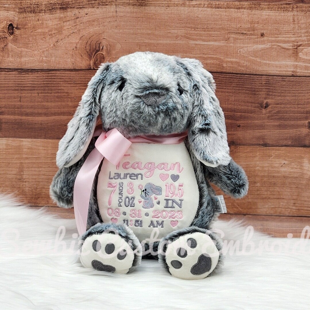 Personalized Baby Gift,bunny Stuffed Animal, Birth Announcement Baby ...