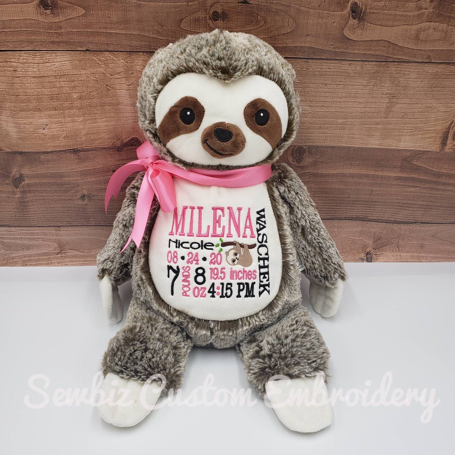 Sloth Stuffed Animal Birth Announcement Baby Gift - Etsy