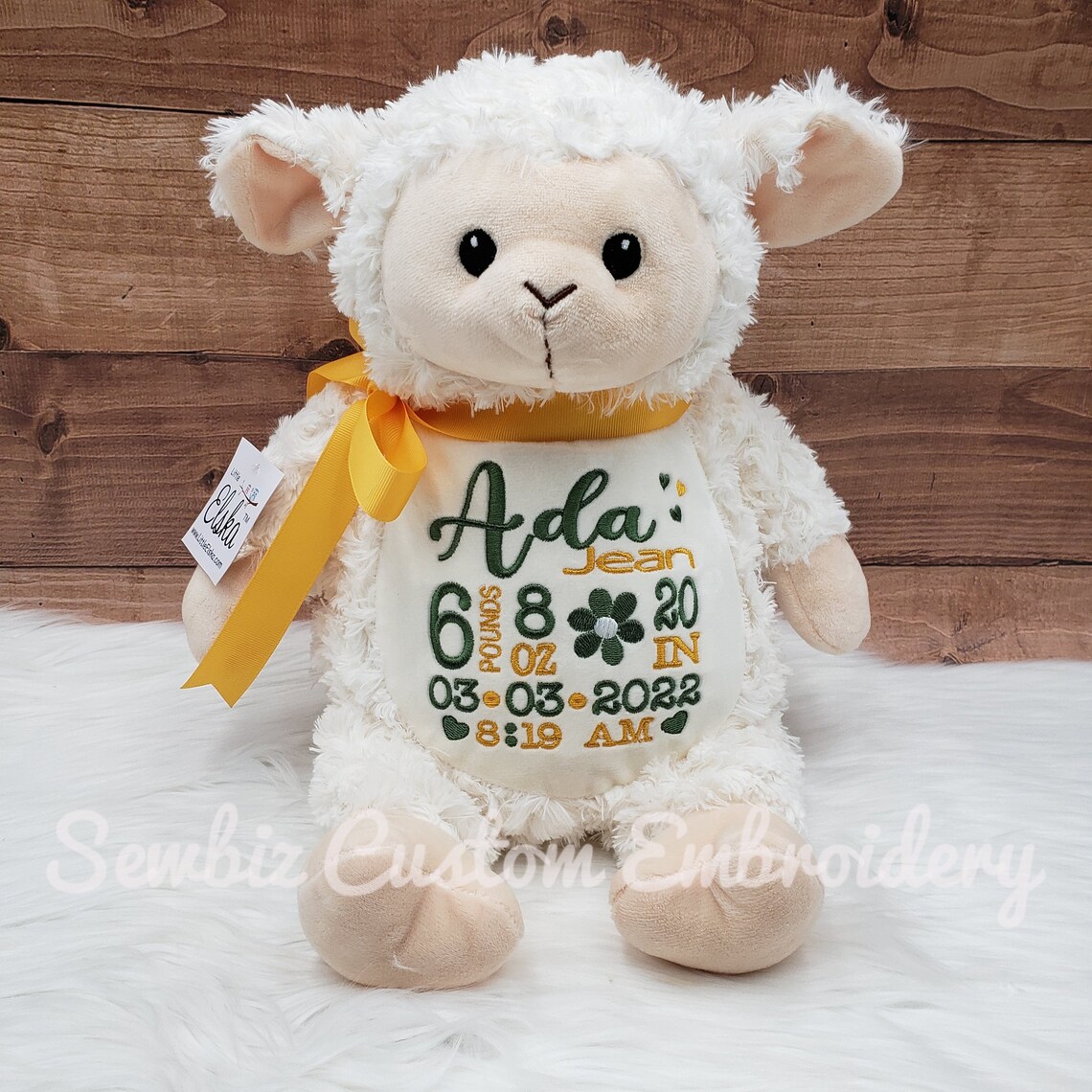 Lamb Stuffed Animal, Birth Announcement Baby Gift, Personalized Lamb ...