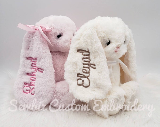Personalized Bunny Stuffed Animal With Stitching on Ear, Monogrammed ...