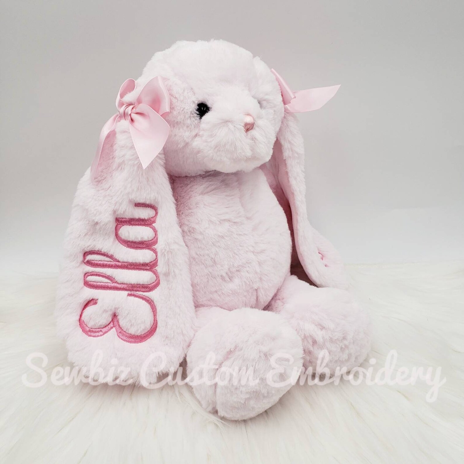 Personalized Bunny stuffed animal with stitching on ear | Etsy