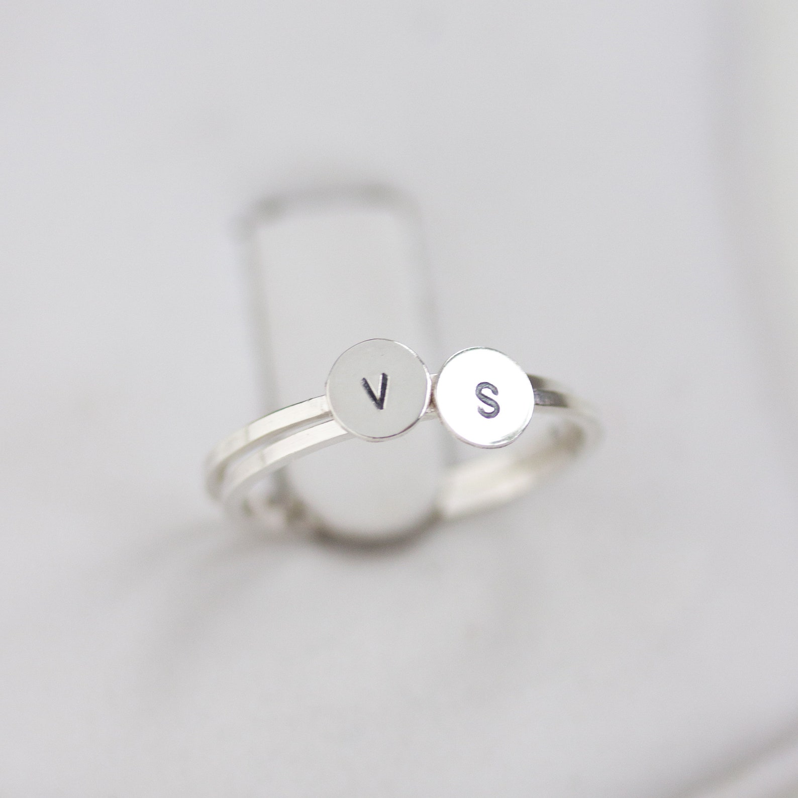 Initial Ring With Hand Stamped Capital Letter - Sterling Silver ...