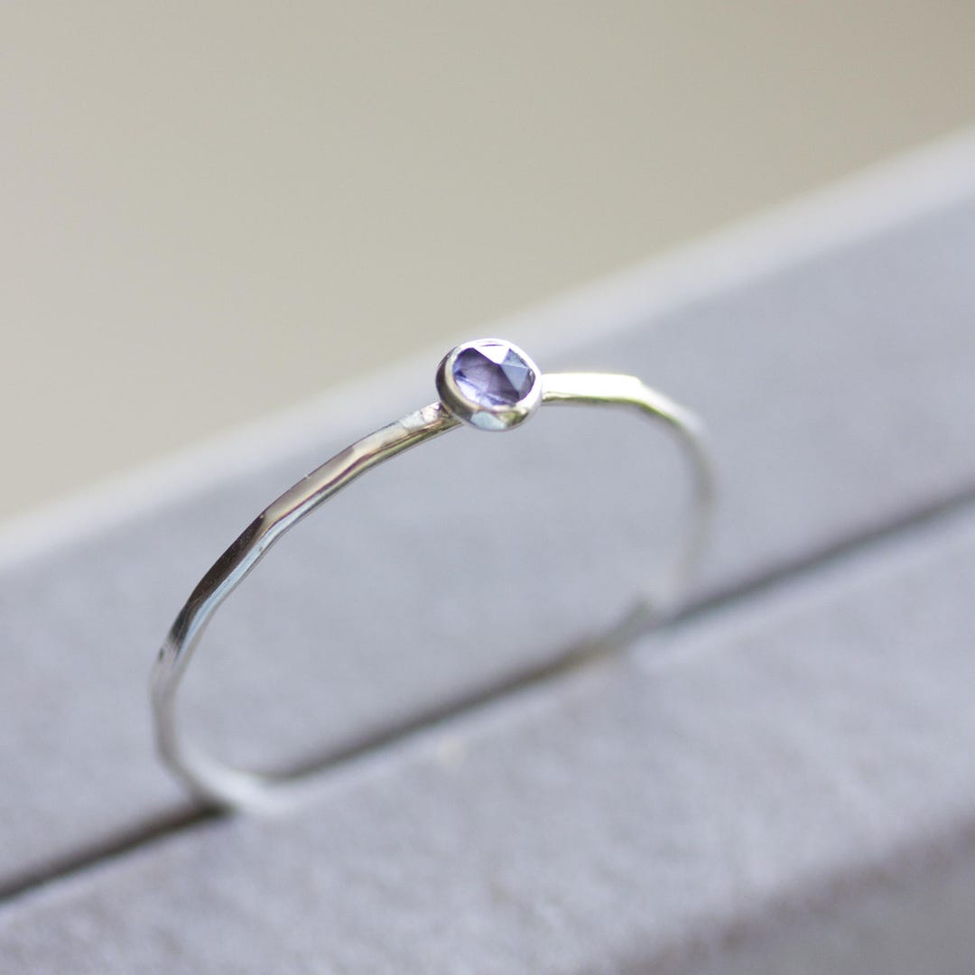 Iolite Ring - Skinny Stackable Ring With Iolite Stone, Sterling Silver ...