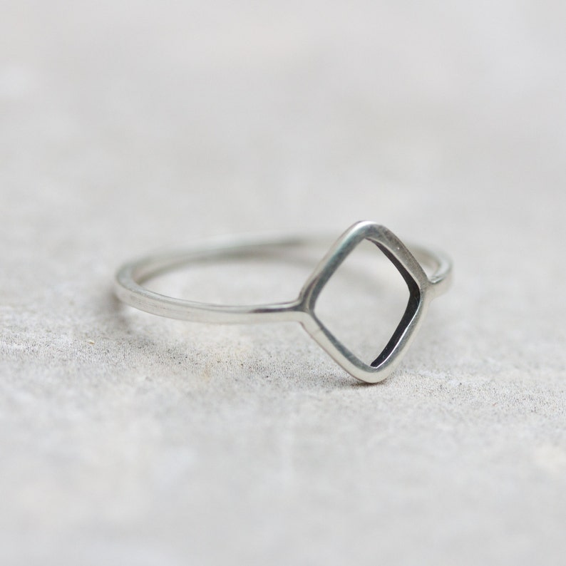 Rhombus Ring Sterling Silver Minimalist Style - Etsy