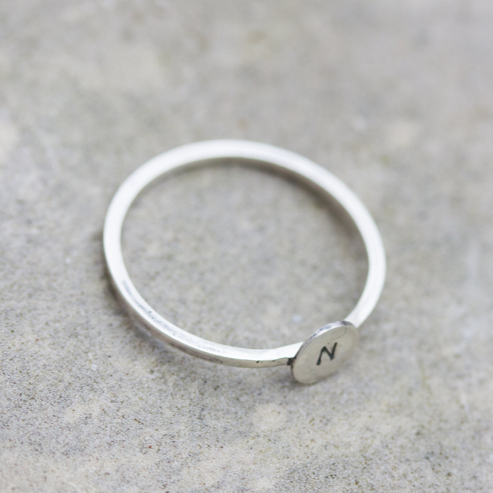 Initial Ring With Hand Stamped Capital Letter - Sterling Silver ...