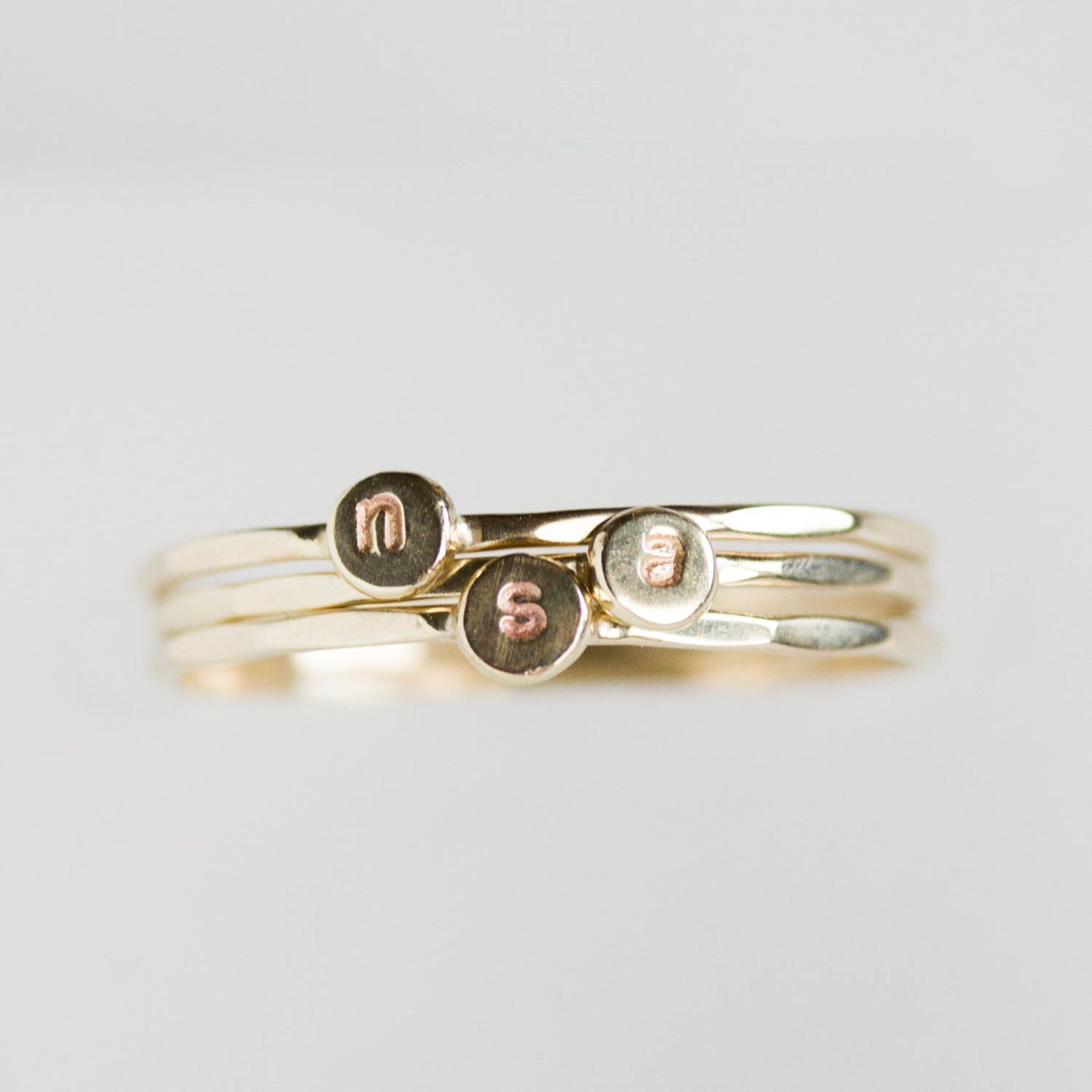 Initial Ring Tiny Dainty Stacking Ring 9K Gold Stackable - Etsy