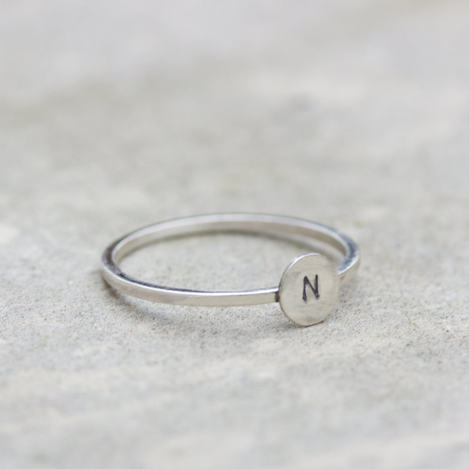 Initial Ring With Hand Stamped Capital Letter - Sterling Silver ...