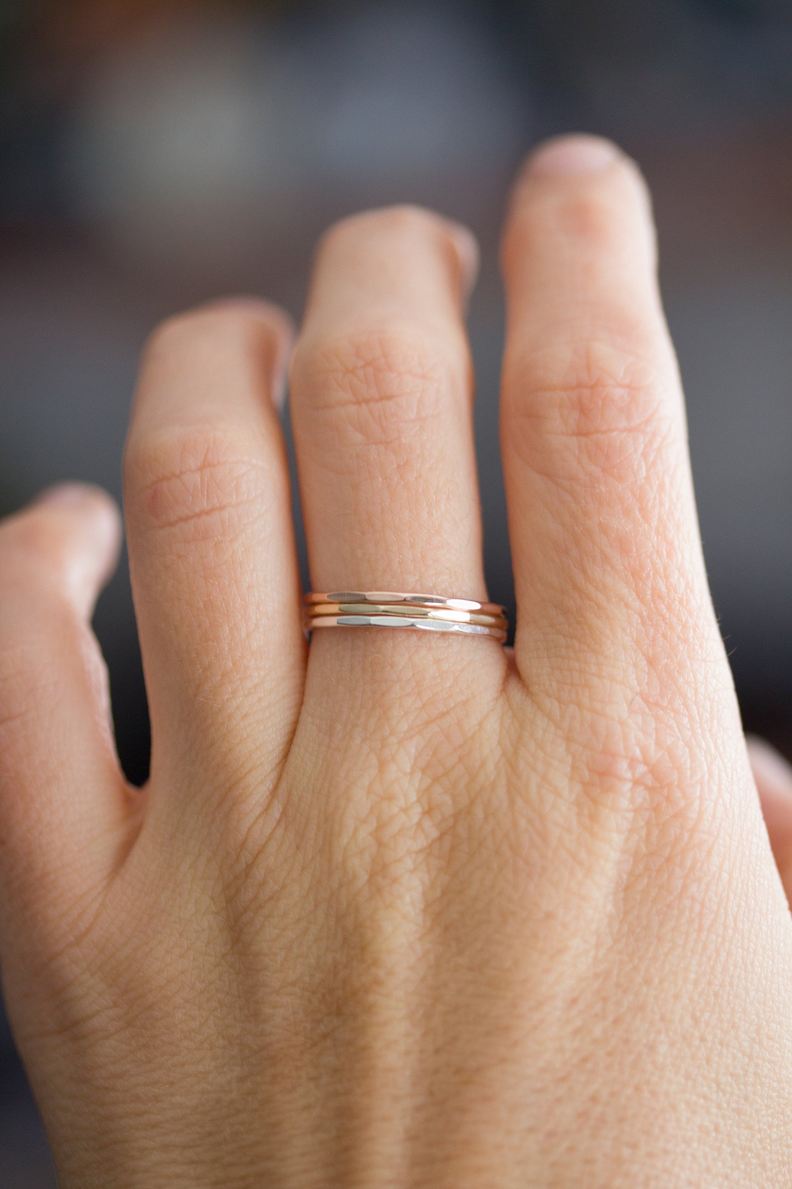 Skinny Faceted Ring Tiny Stackable Ring in Sterling Silver - Etsy