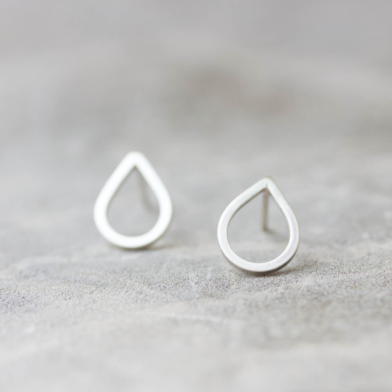 Teardrop Stud Earrings - Drop Shaped Studs in Sterling Silver or 9k ...