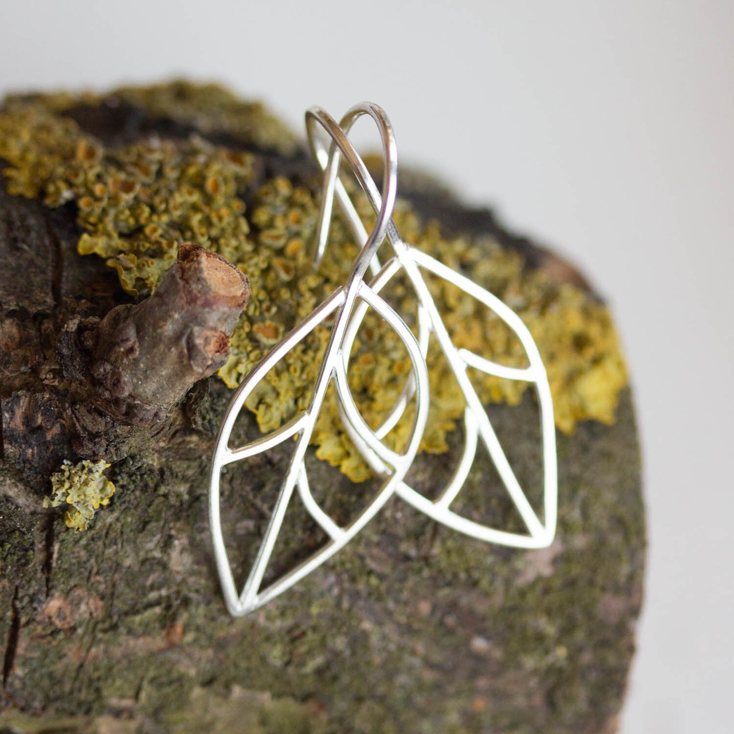 Leaf Earrings Primitive Wire Leaves Sterling Silver or 9k | Etsy