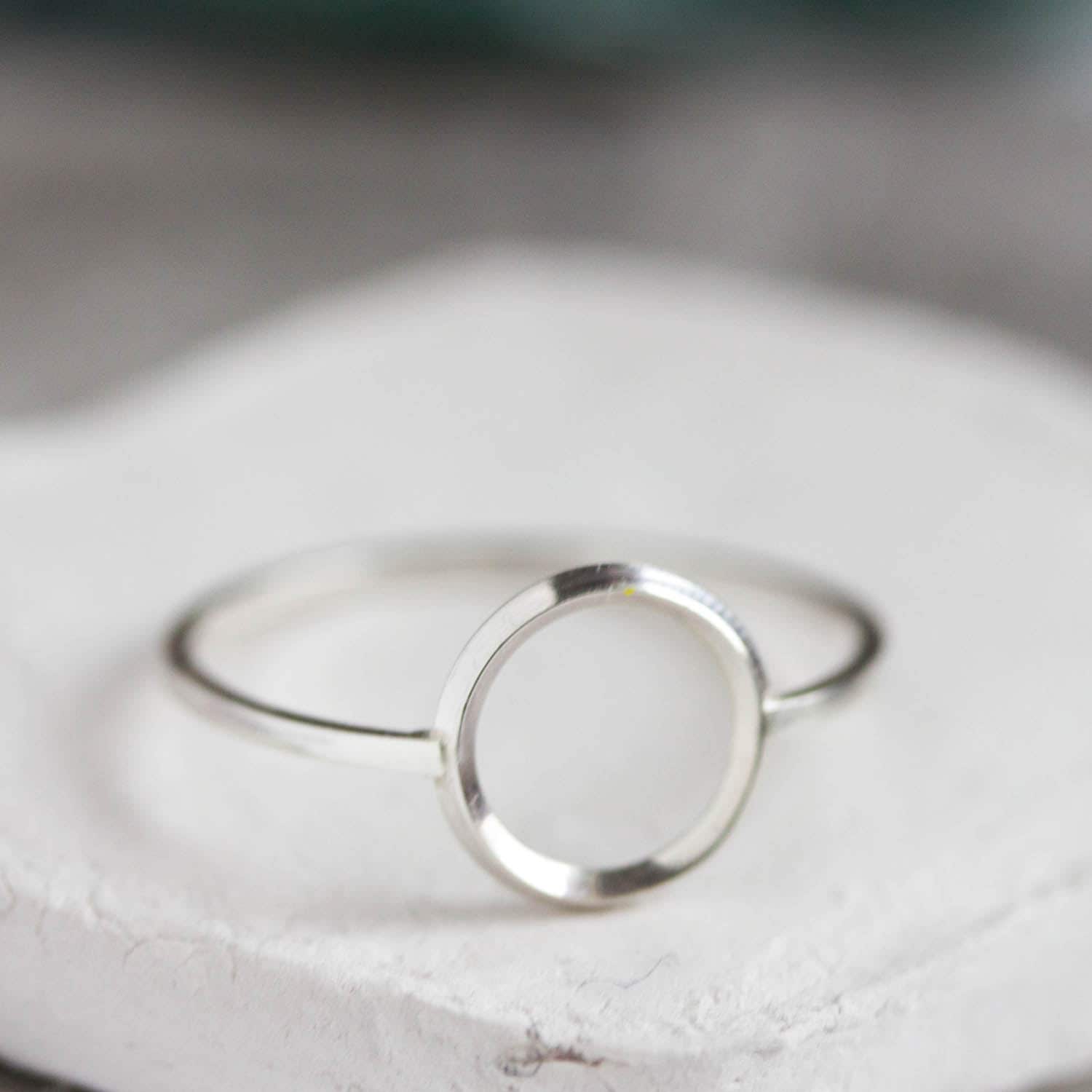 Circle Ring Sterling Silver Minimal Modern Ring Full Circle | Etsy