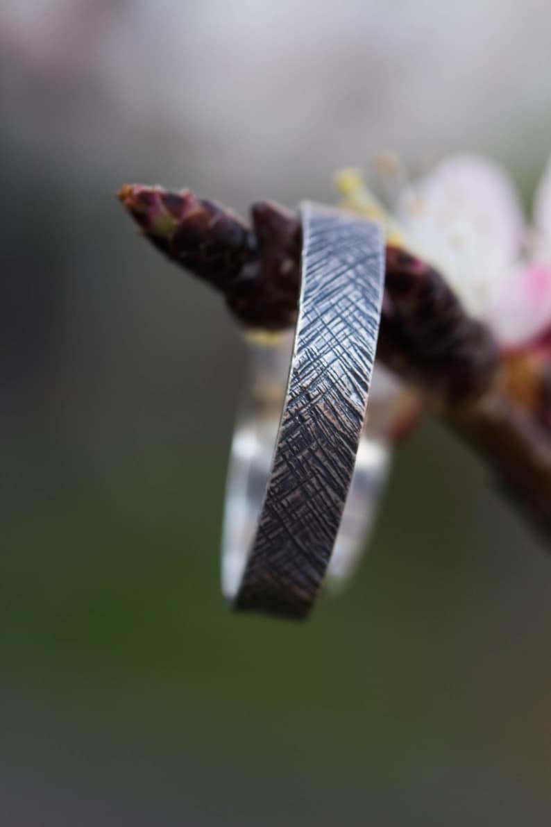 Sterling Silver Textured Ring With Personalized Stamping on | Etsy