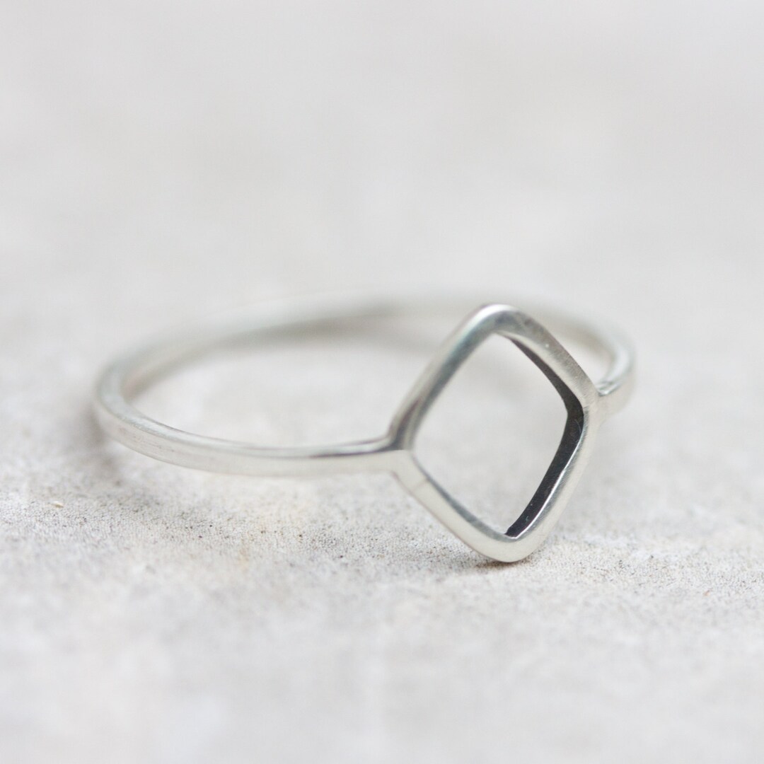 Rhombus Ring - Sterling Silver, Minimalist Style - Etsy