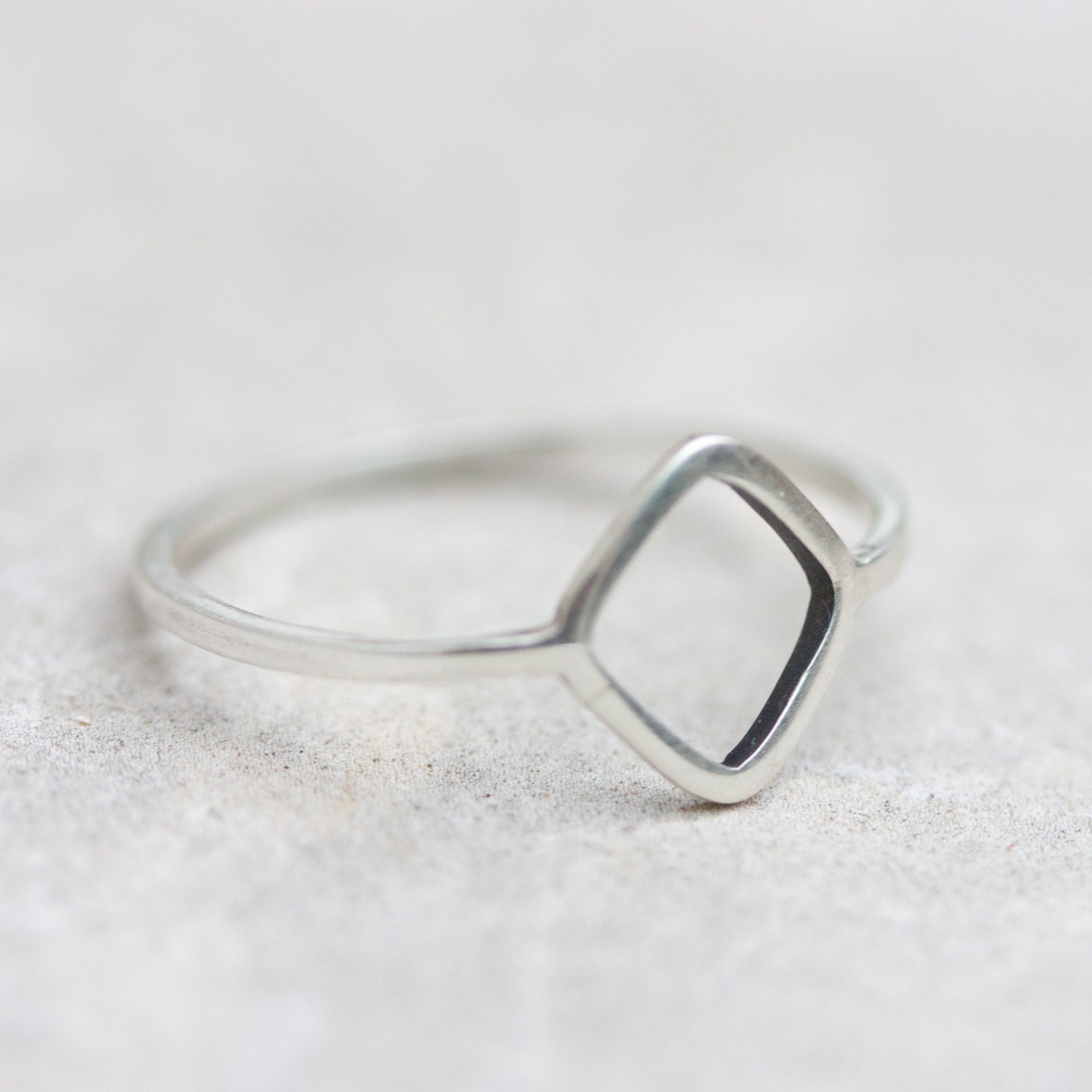 Rhombus Ring Sterling Silver Minimalist Style - Etsy