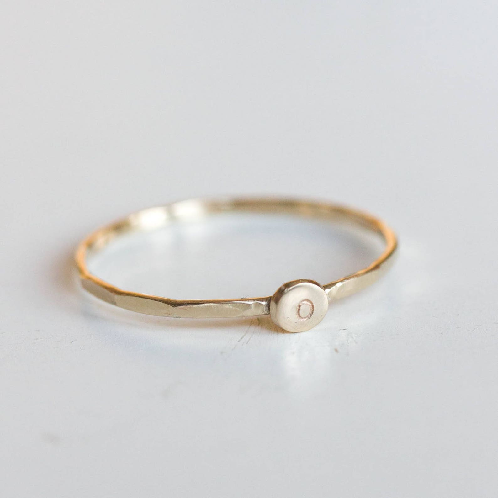 Initial Ring Tiny Dainty Stacking Ring 9K Gold Stackable - Etsy