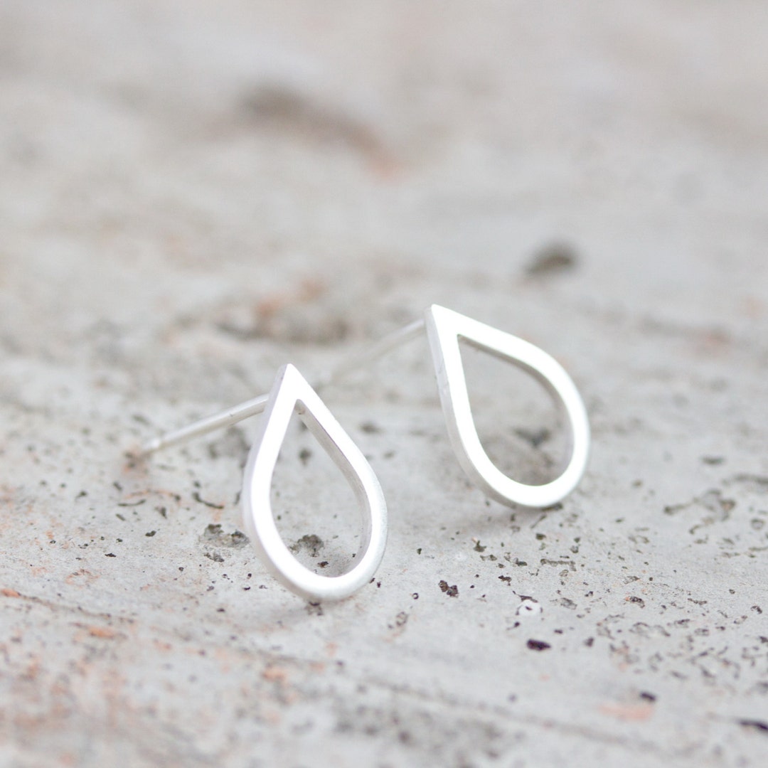 Teardrop Stud Earrings - Drop Shaped Studs in Sterling Silver or 9k ...