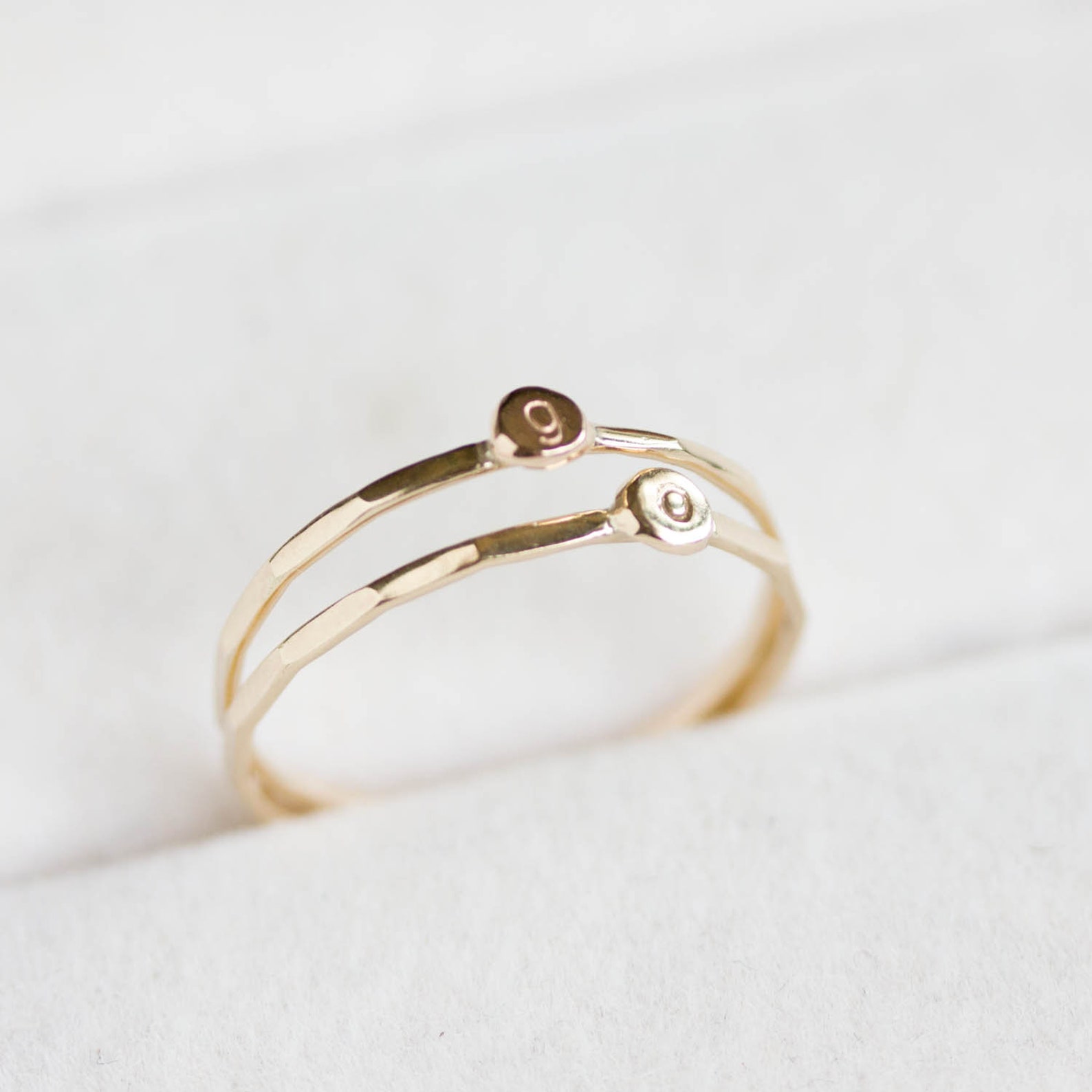 Initial Ring Tiny Dainty Stacking Ring 9K Gold Stackable - Etsy