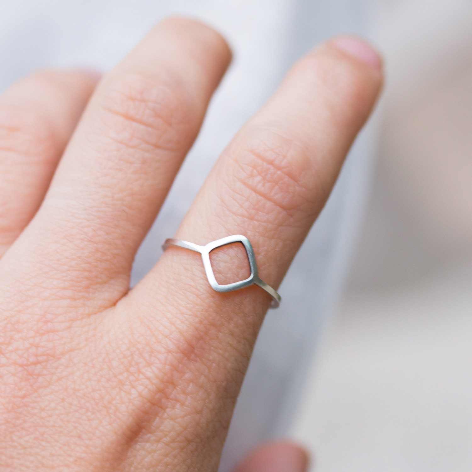 Rhombus Ring Sterling Silver Minimalist Style - Etsy