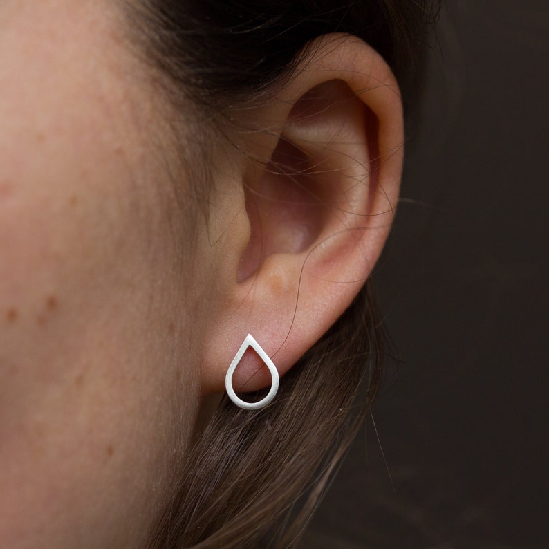 Teardrop Stud Earrings - Drop Shaped Studs in Sterling Silver or 9k ...
