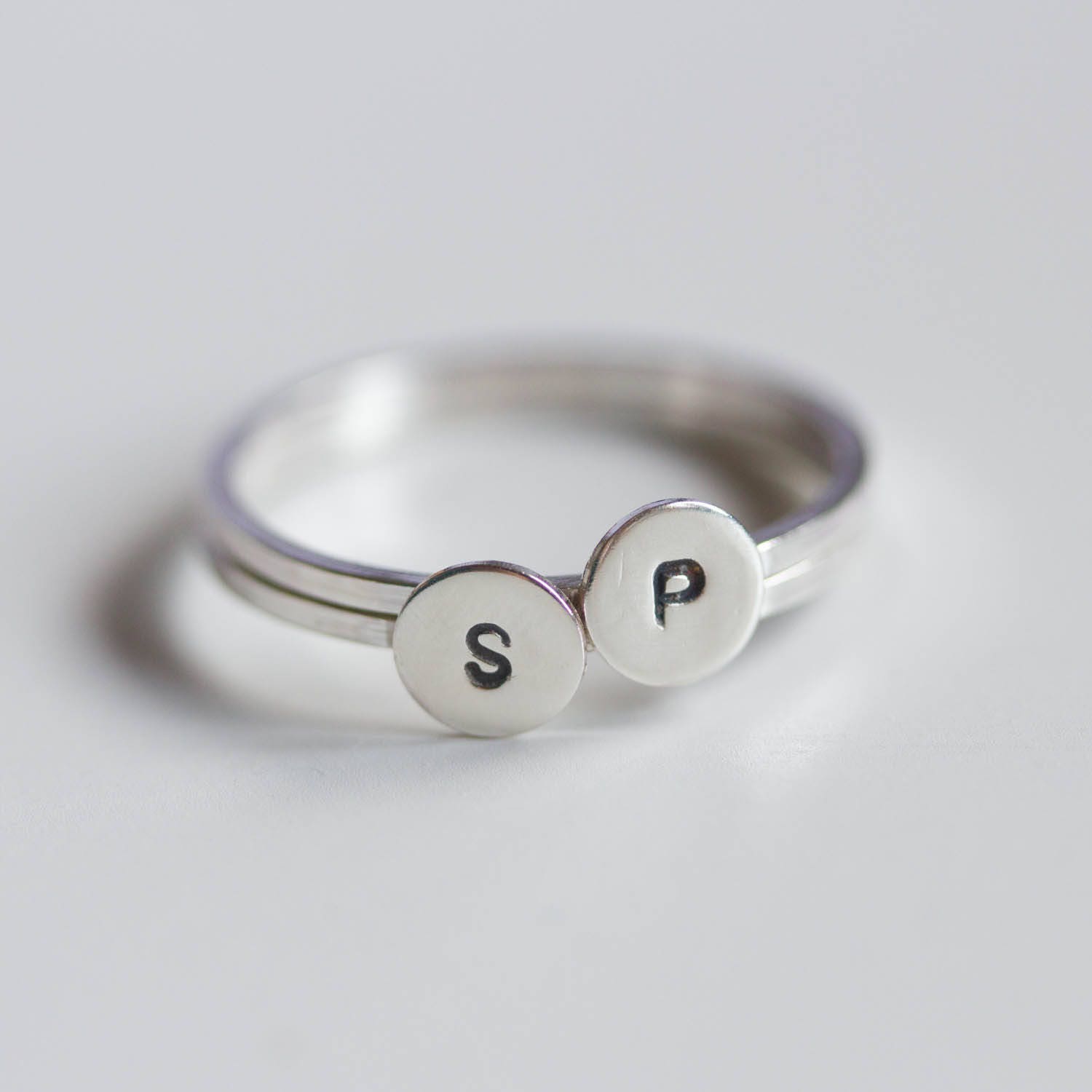 Initial Ring With Hand Stamped Capital Letter - Sterling Silver ...