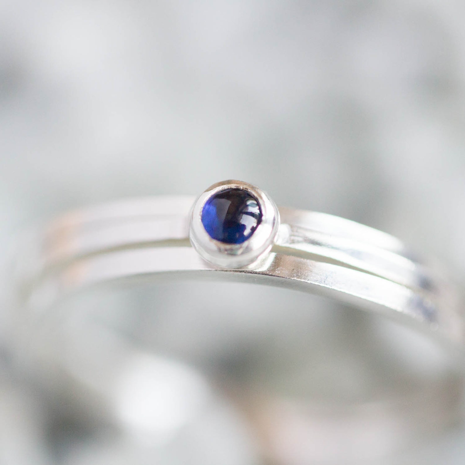 Sapphire ring skinny stackable ring with Sapphire stone | Etsy