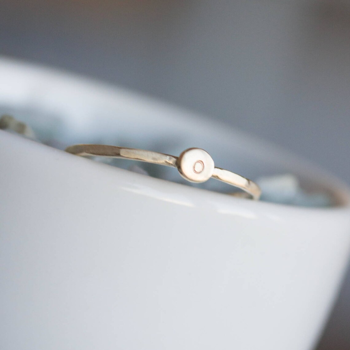 Initial Ring Tiny Dainty Stacking Ring 9K Gold Stackable | Etsy
