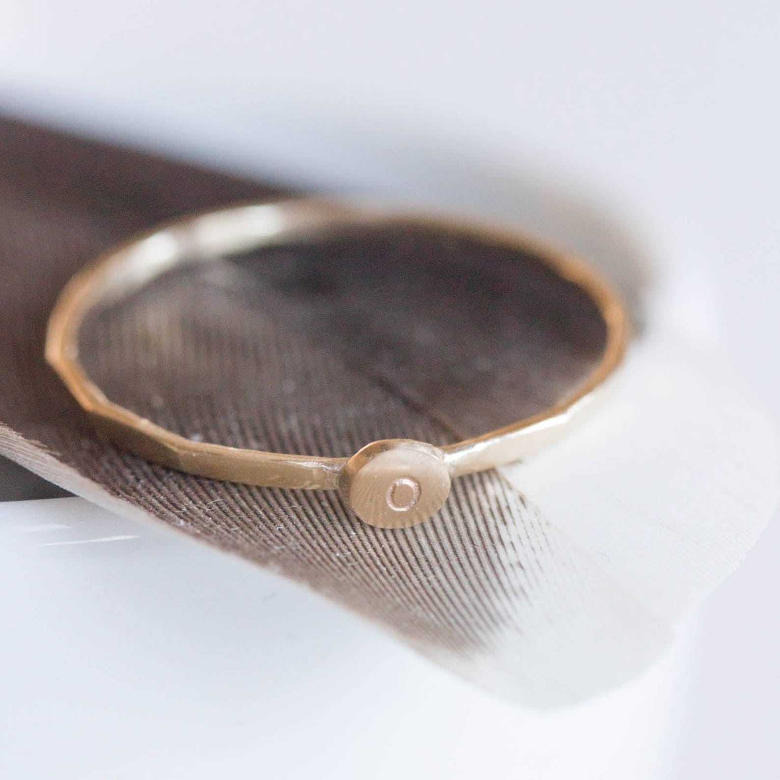 Initial Ring Tiny Dainty Stacking Ring 9K Gold Stackable - Etsy