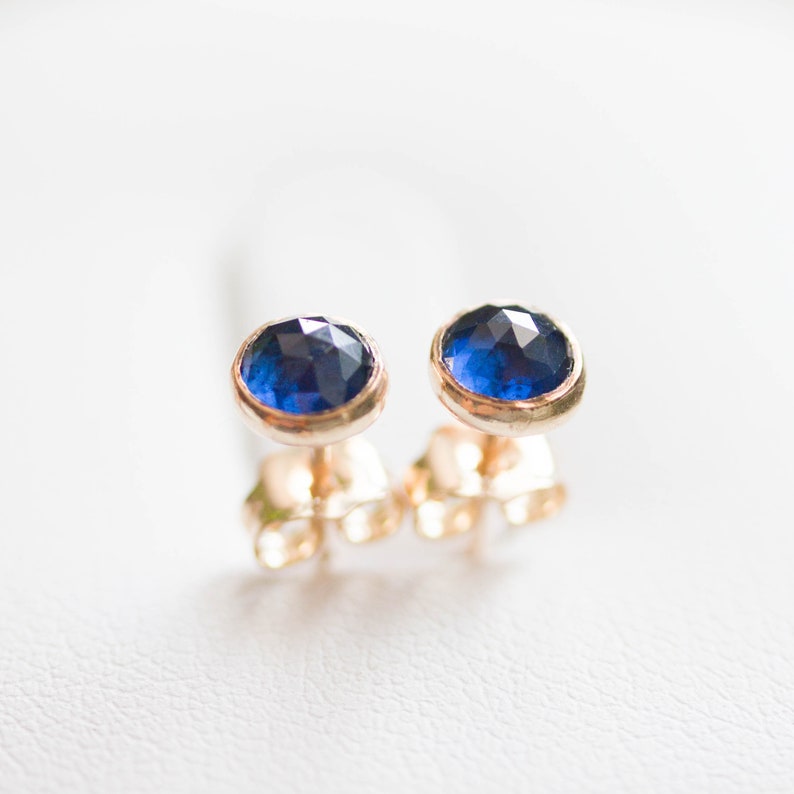 Sapphire Stud Earrings Sterling Silver or 14k Gold Filled - Etsy