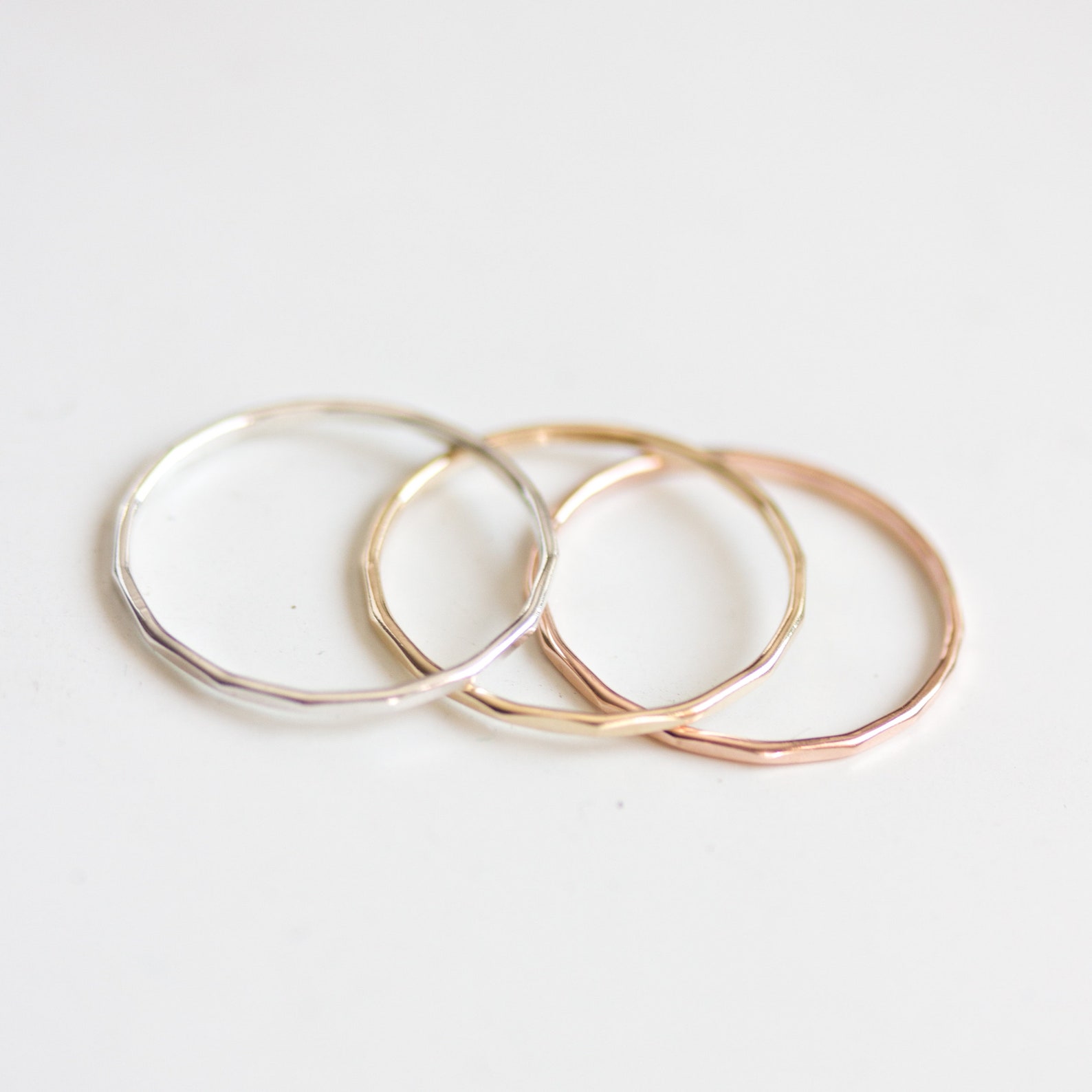 Skinny Faceted Ring Tiny Stackable Ring in Sterling Silver - Etsy