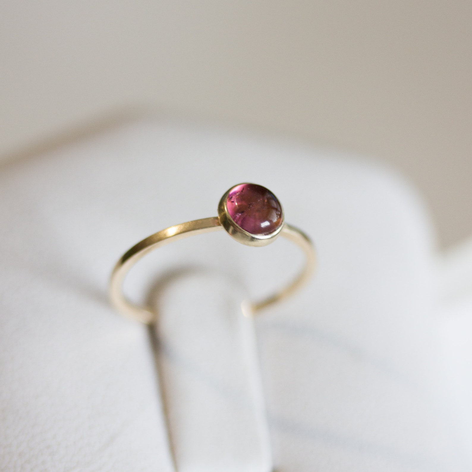 Pink Tourmaline Ring - Skinny Stackable Ring With Rose Cut Pink ...