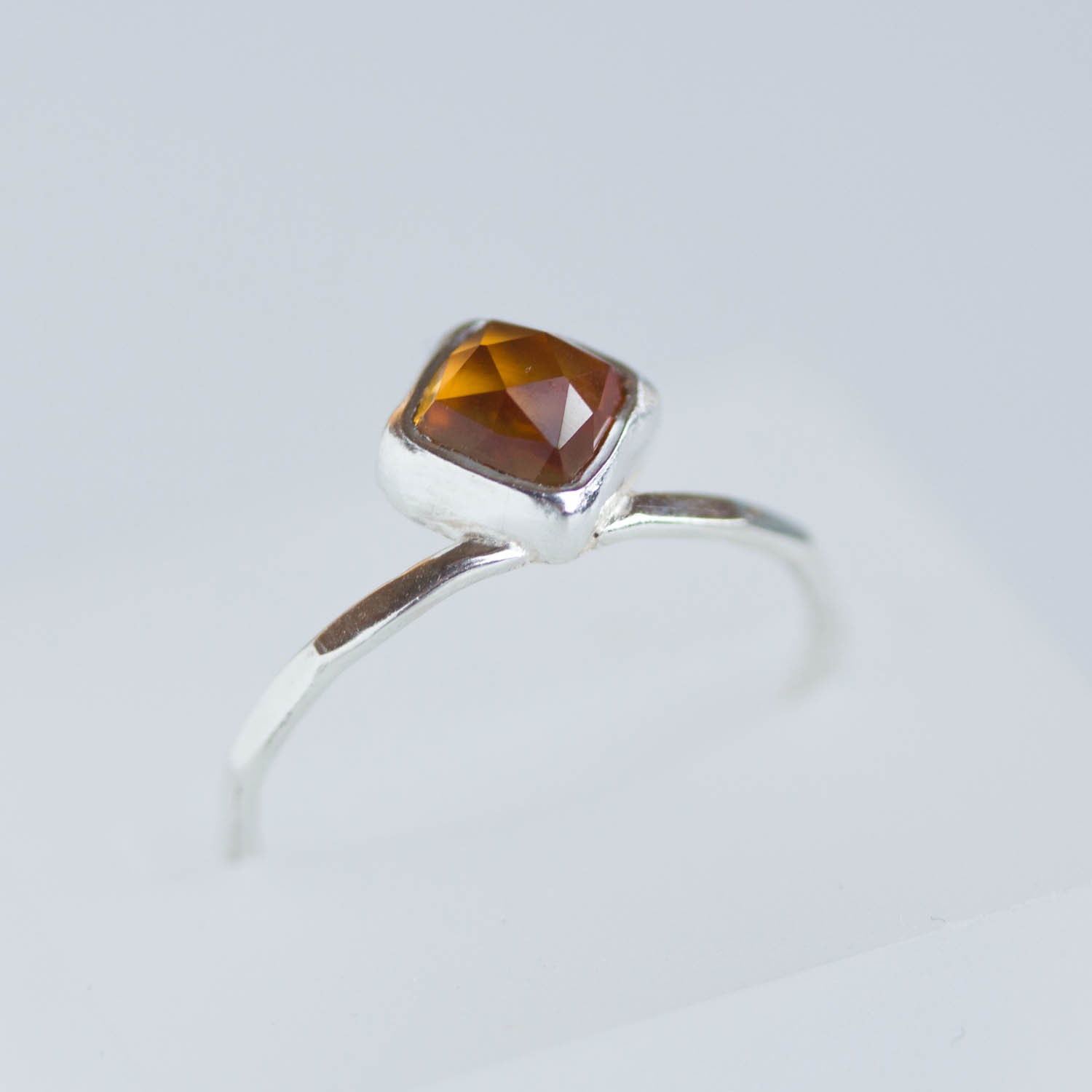 Citrine Ring - Stackable Ring With Square Citrine Stone, November ...