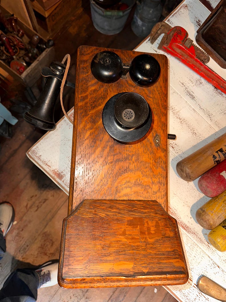 Antique Kellogg Wood and Bakelite Wall Phone, All Original - Etsy