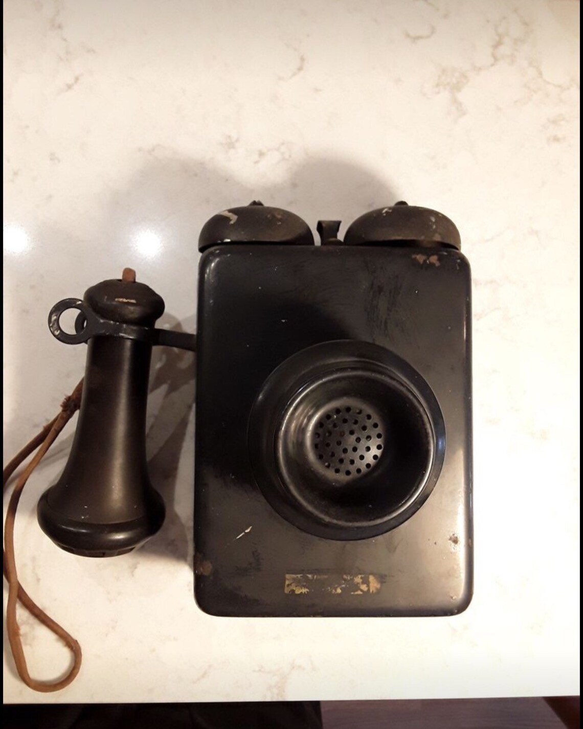 Antique Bakelite Desk Phone and Oak Ringer Box & Black Metal - Etsy