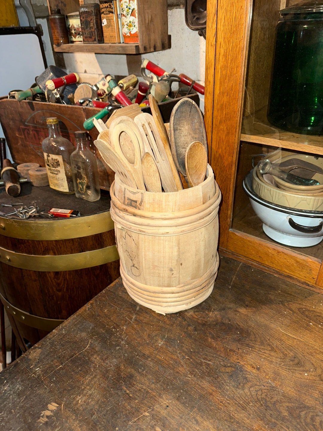 Primitive Wooden Herring Barrel, Authentic! Very Clean, Beautiful on a ...