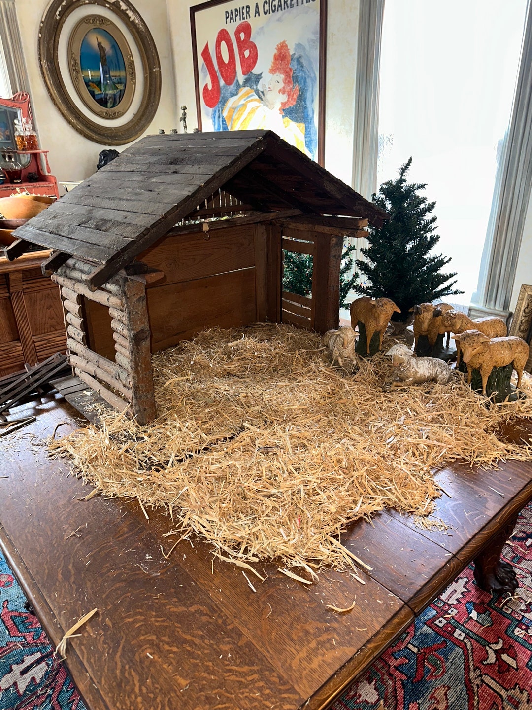 Vintage, Extra Large Nativity Manger, Approximately 26” Tall 38” Wide ...