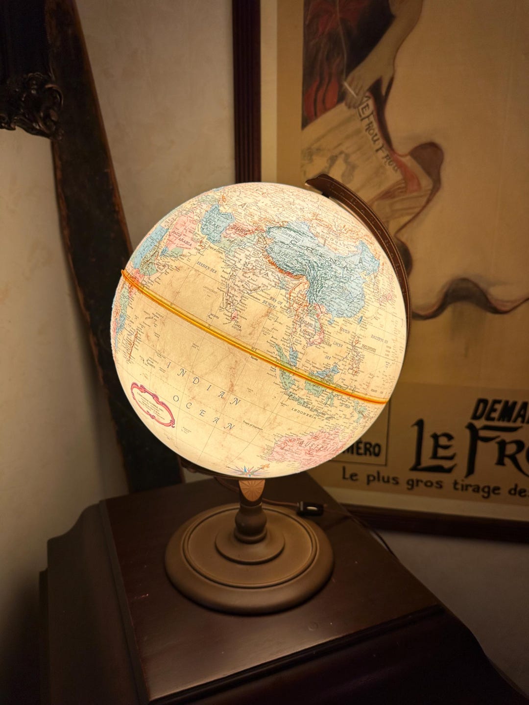 Vintage Replogle 12" World Premier Series Illuminated Wired Globe 1970s ...