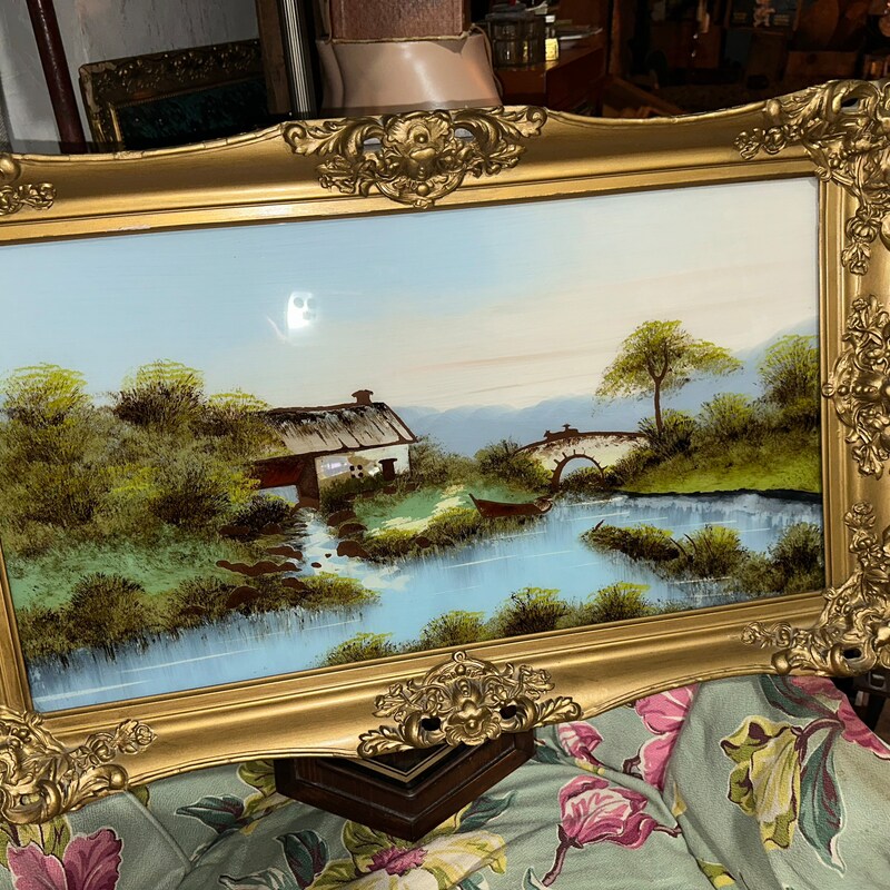 Antique Reverse Painting on Glass - Etsy