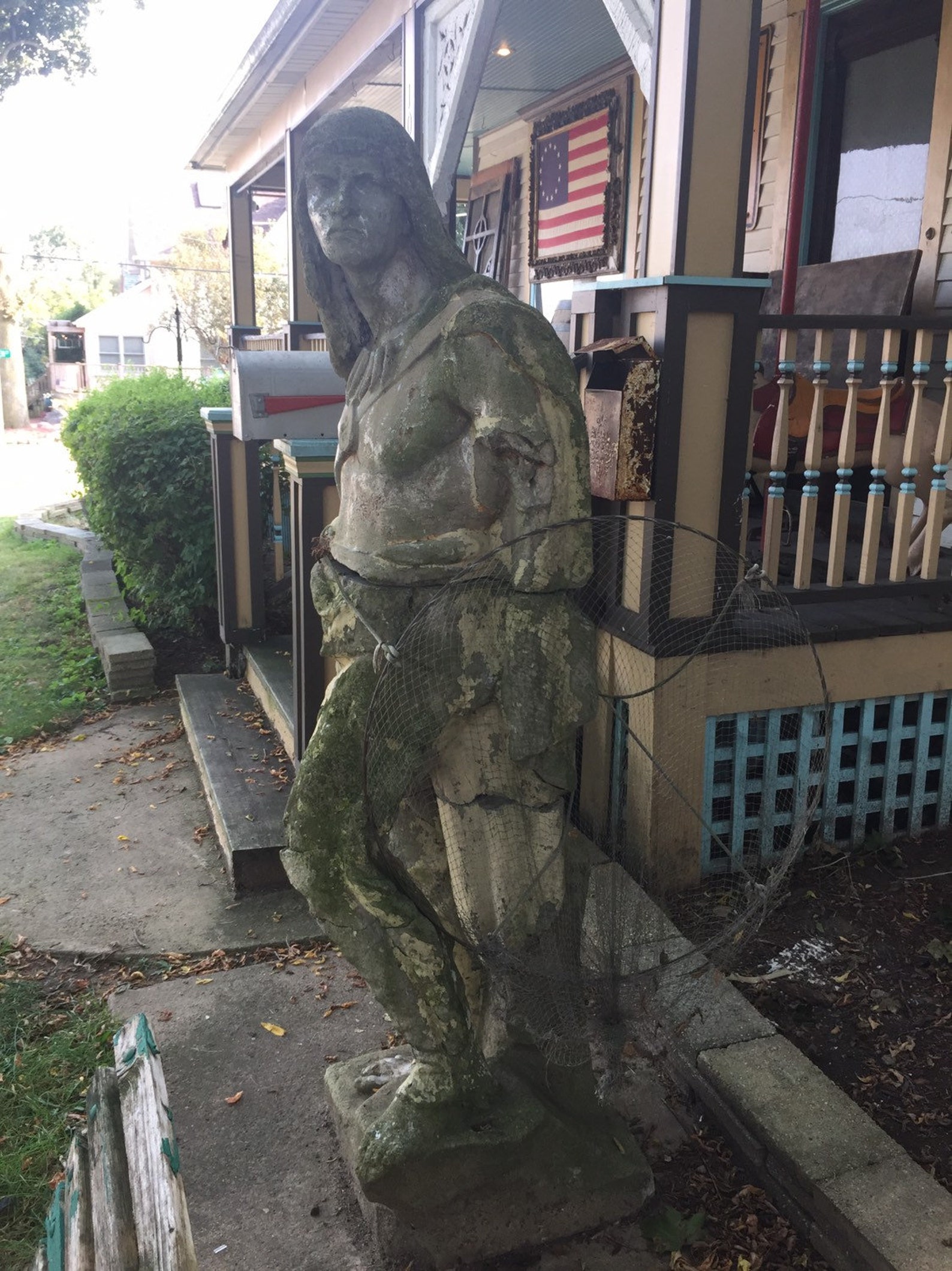 Antique American Indian Concrete STATUE Approx 6' Tall, See Description ...