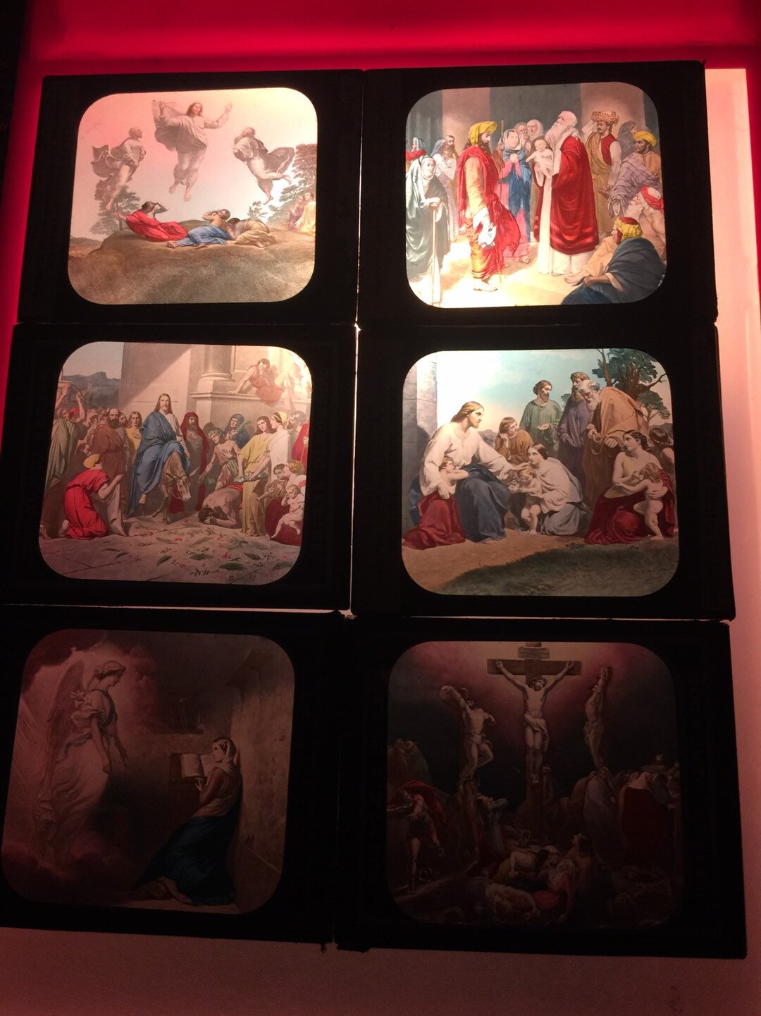 Antique, Set of Ten Magic Lantern, Slides for Projector, 10 Glass ...