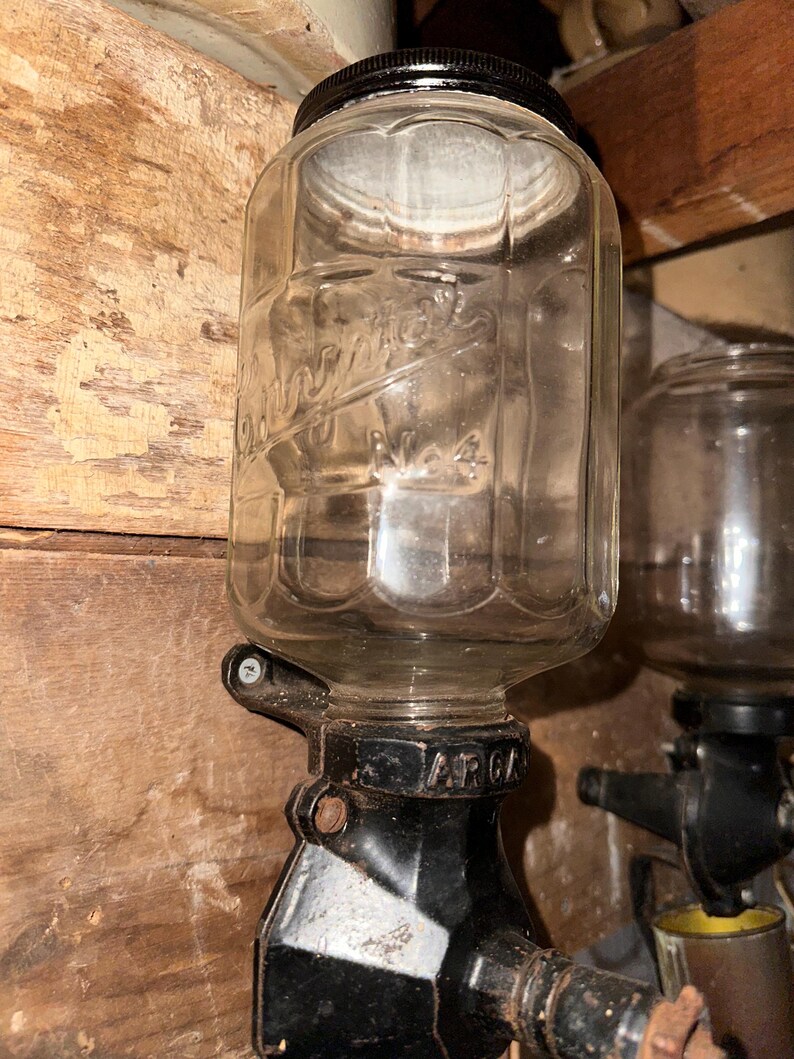 Antique Early 1900's Arcade Mfg Co. Crystal Wall Mount Coffee Grinder ...