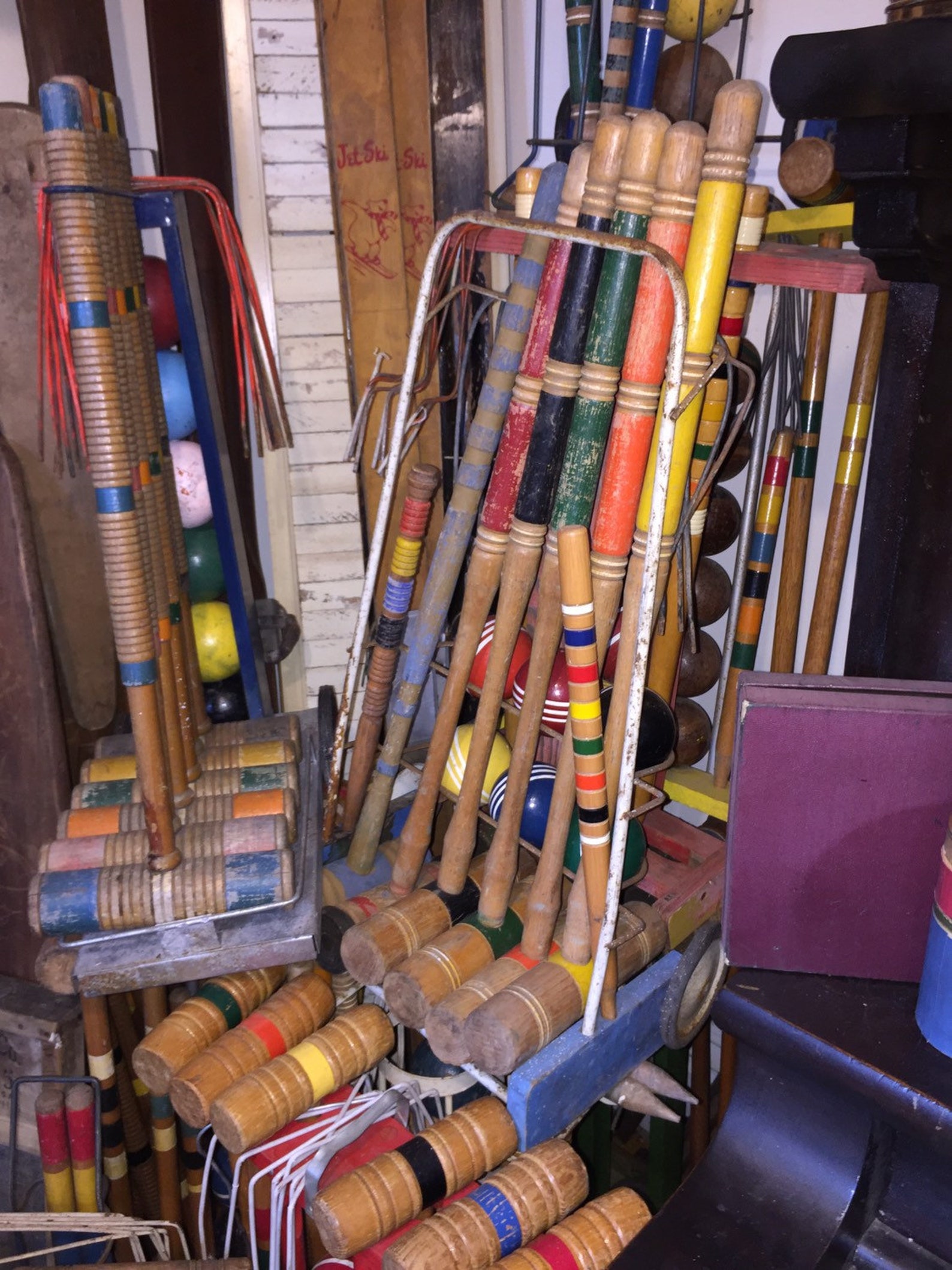 Vintage Six Player Wood Croquet Set With Metal Crate Holder, Very Cool ...