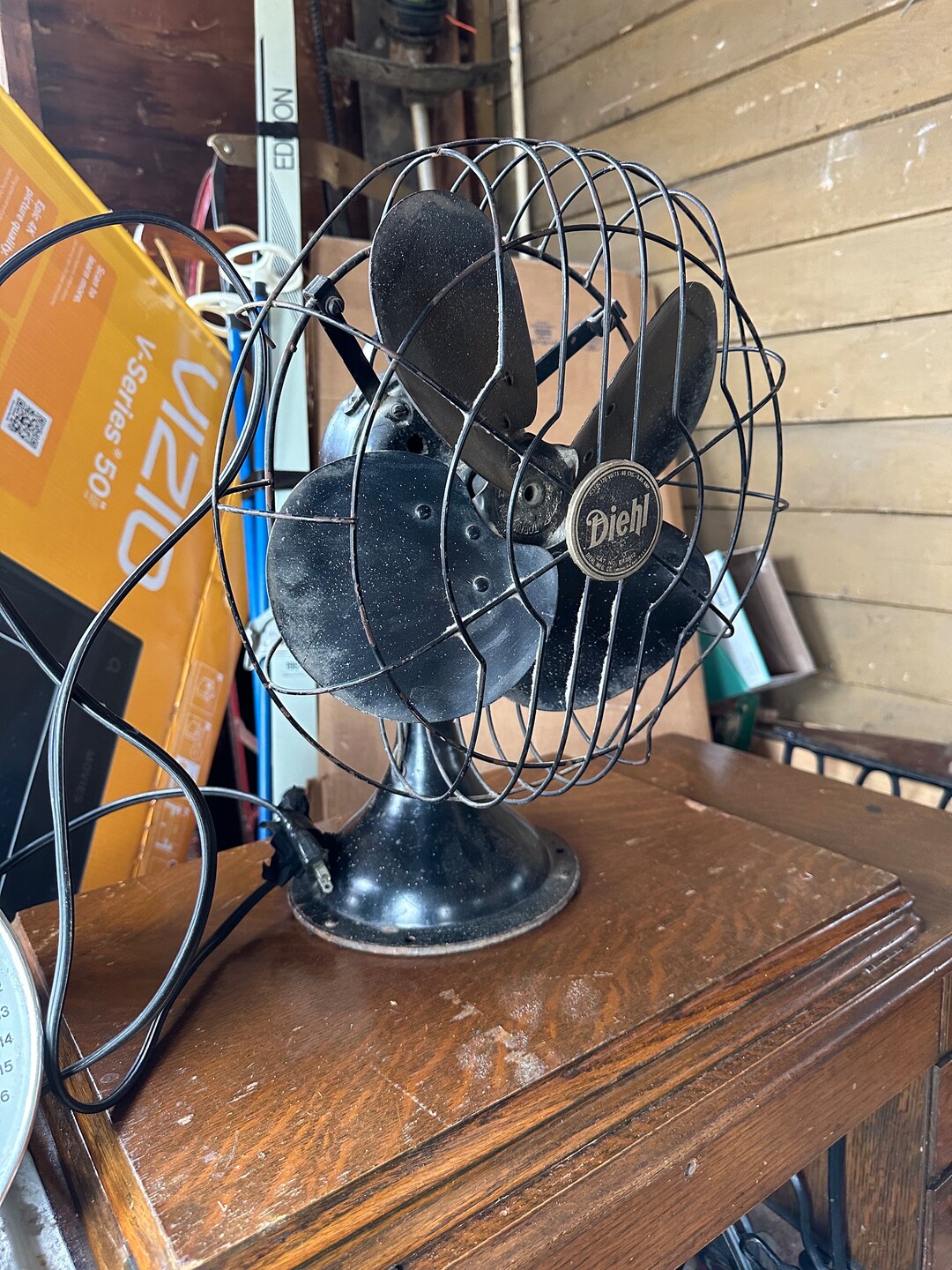 Vintage 1940's Black Diehl Industrial Fan Articulating Model, Works ...