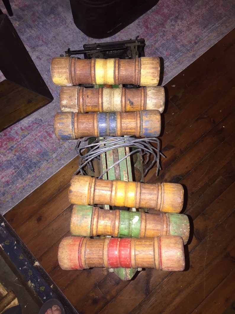 Vintage Six Player Wood Croquet Set With Wood Crate Holder, Very Cool ...
