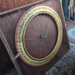 Antique Fair Roulette Game Wheel of Chance Painted Wood Folk Art Wheel ...