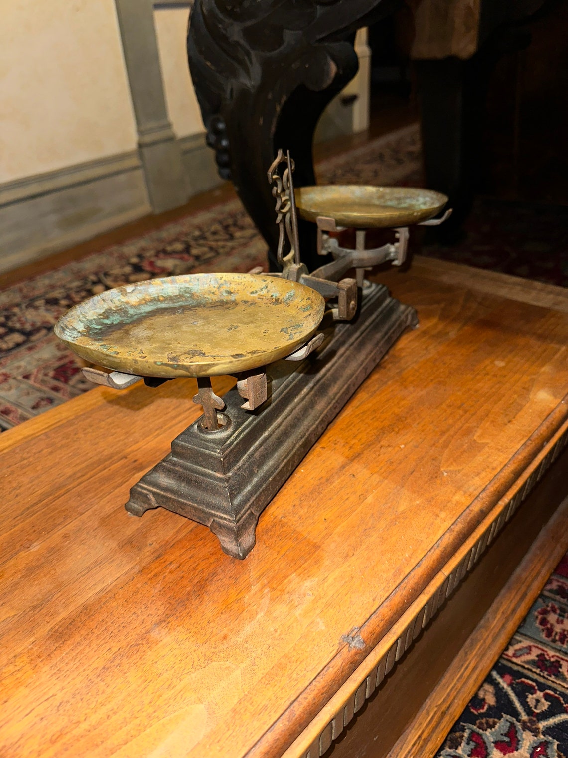 Antique 3K Balance Scale Cast Iron Brass Pans Very Old Apothecary Scale ...