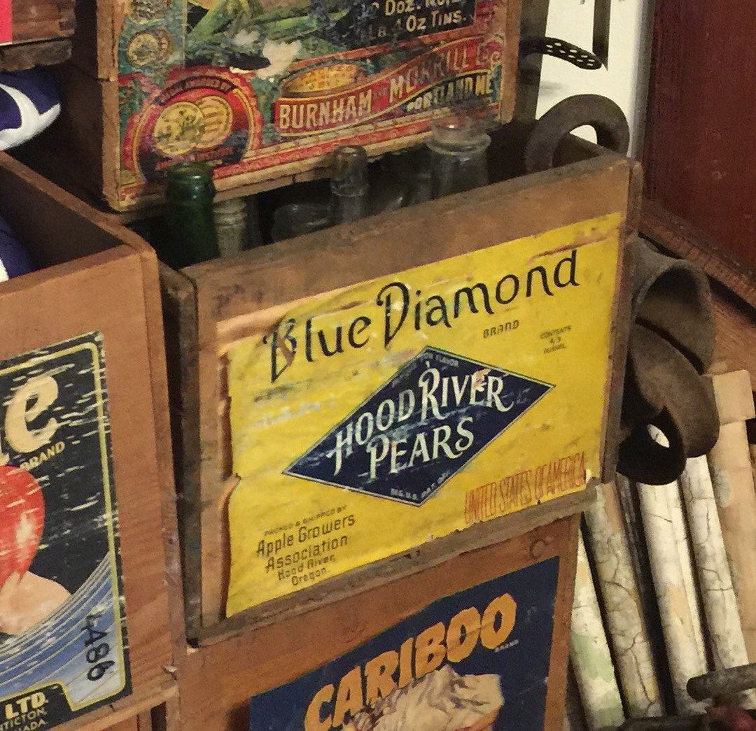 Vintage Blue Diamond Apple Crate - Etsy