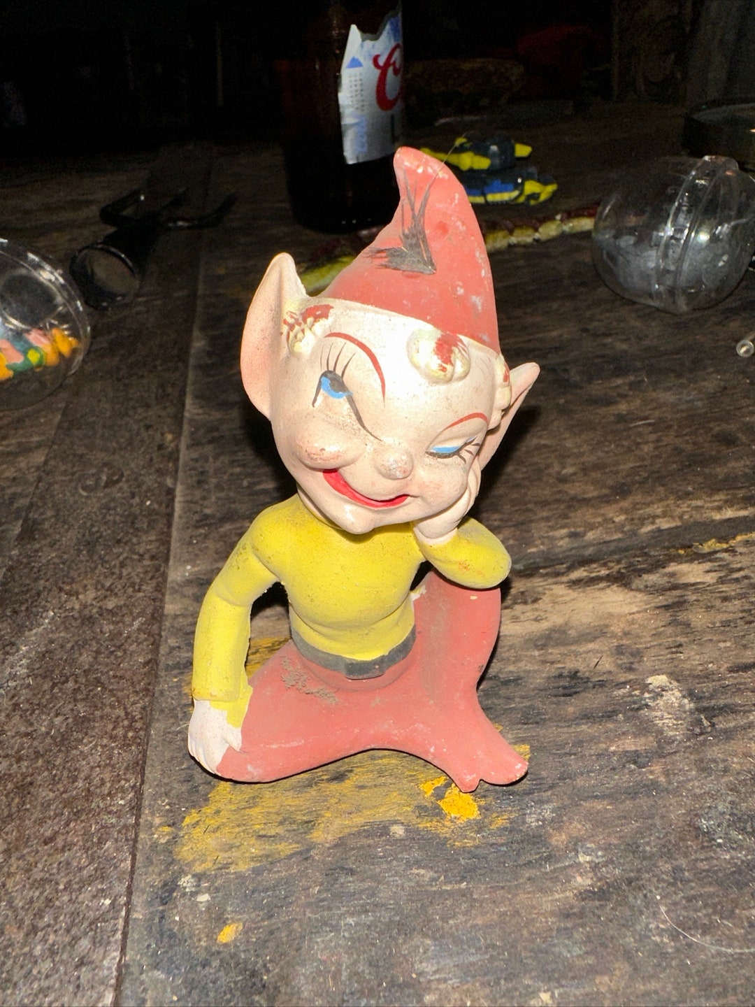 Vintage Winking Eye Pixie Elf Old Blue Japan 3.5” Tall Hand Painted - Etsy